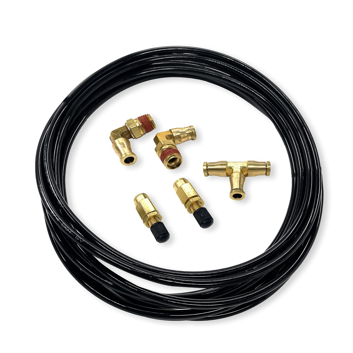 Air Line Tubing Kit 20ft with Push-to-Connect Fittings & Schrader Valv ...