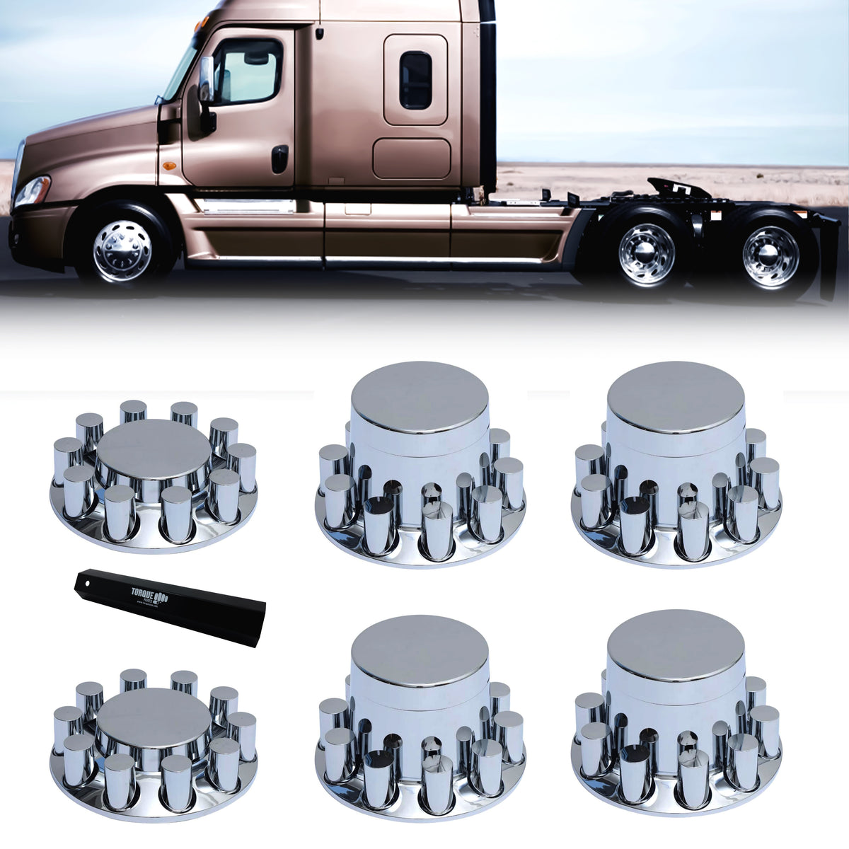 Chrome Axle Wheel Cover Set | Semi Truck Lug Nut Covers – Aftermarketus