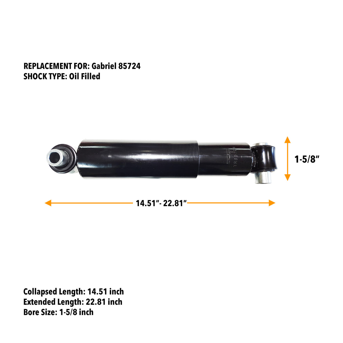 2 pack of TORQUE 85724 Heavy Duty Shock Absorber for semi Trucks Trail ...
