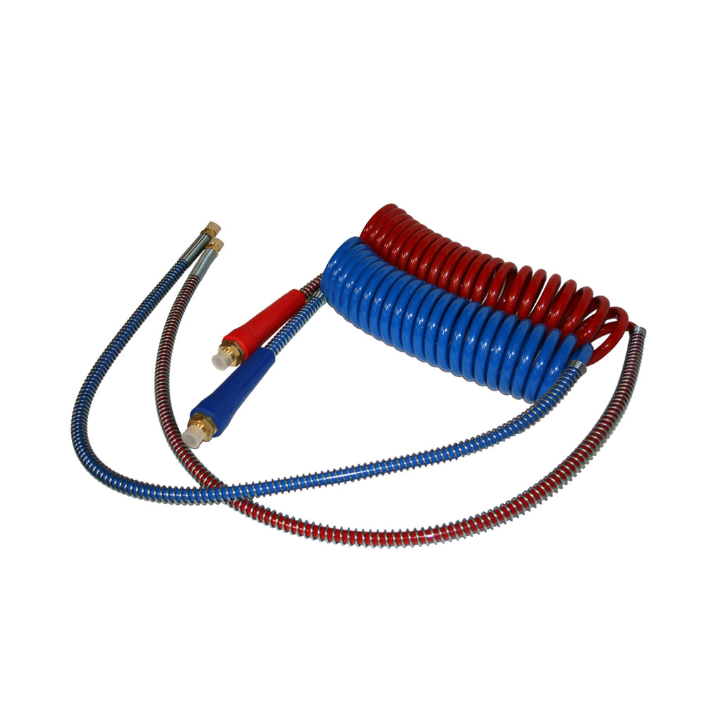 15ft Red & Blue Coiled Air Hose Kit w/ Glad Hands