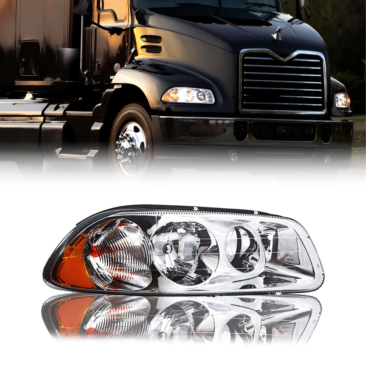 Headlight for 1998-2018 Mack Granite Pinnacle Vision | Replacement Mac ...